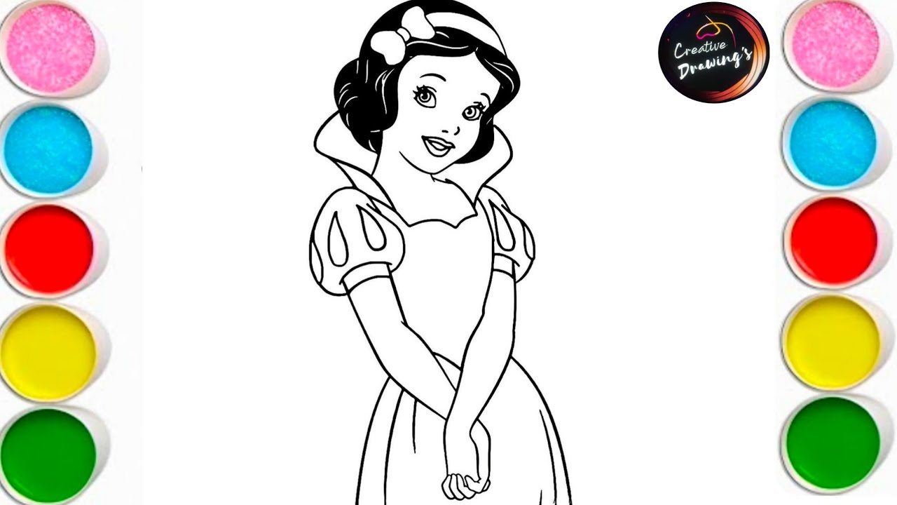 How To Draw Cute Disney Princess Snow White Easy Drawing And Painting ...