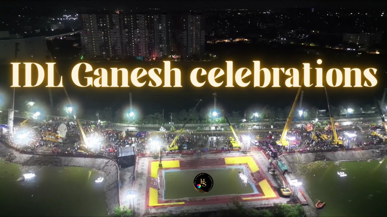IDL Lake Ganesh Nimajjanam celebrations Drone view | Kukatpally ...