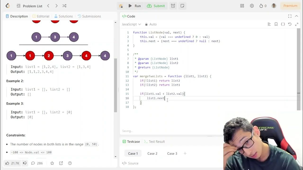 Merge two sorted lists Leetcode JS en español - YouTube