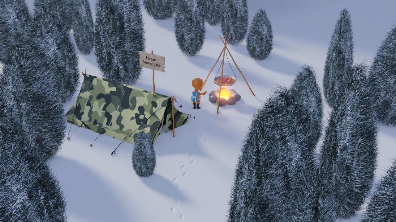 Winter Scene Animation - Walking in the snow - YouTube