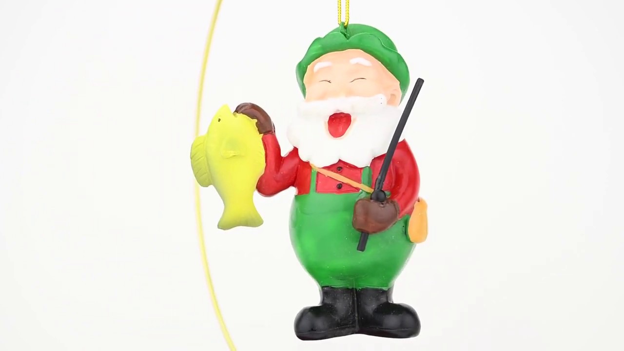 Santa's Gone Fishing - Santa Claus Fishing Christmas Ornament by Tree ...