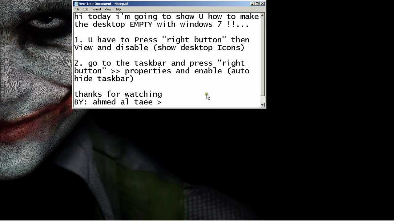 how to how to make the desktop EMPTY with windows 7 - YouTube