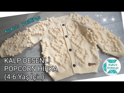 KALP DESENLİ POPCORN HIRKA (4-6 Yaş İçin)