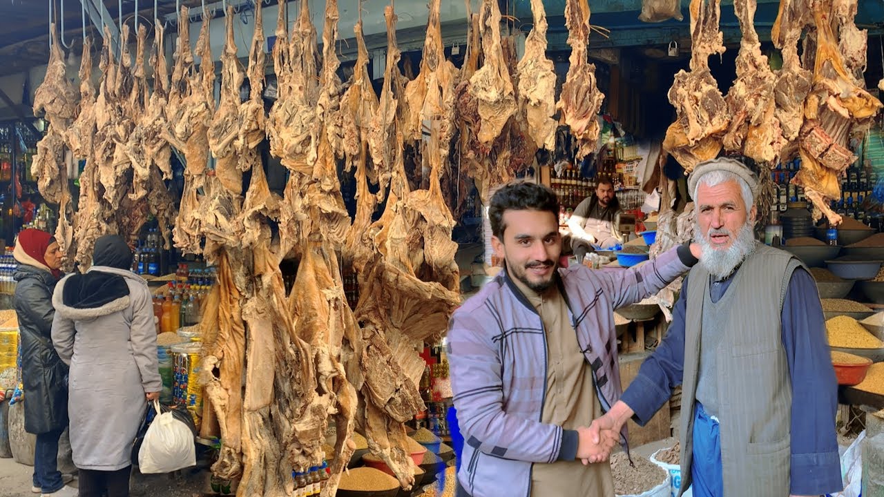 Kabul dried meat Bazaar | د کابل وچه غوښه - YouTube