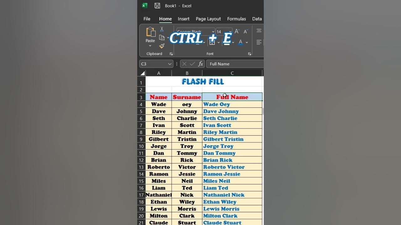 Flash Fill - Excel Tips & Tricks | Excel Shortcuts - YouTube
