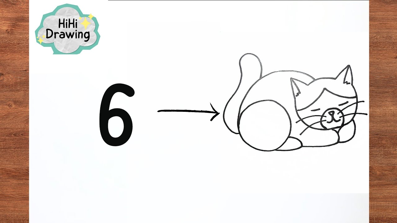 How to Draw Cat using Number 6 | Easy Drawing Step by Step - YouTube