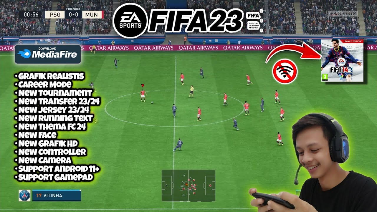 FIFA 14 MOD FIFA 23 ANDROID OFFLINE NEW GRAFIK PS5 & THEMA 23 - YouTube