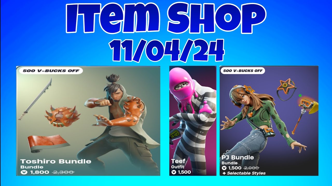 Update Item Shop 110424 With New Toshiro Skin Bundle Fortnite Youtube
