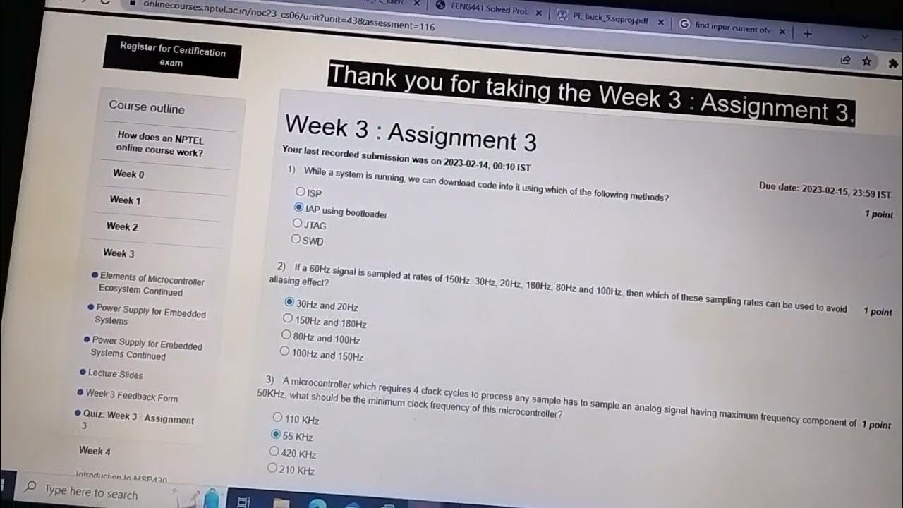 Week 3 Assignment Solution of Introduction to Embedded System Design On NPTEL - YouTube