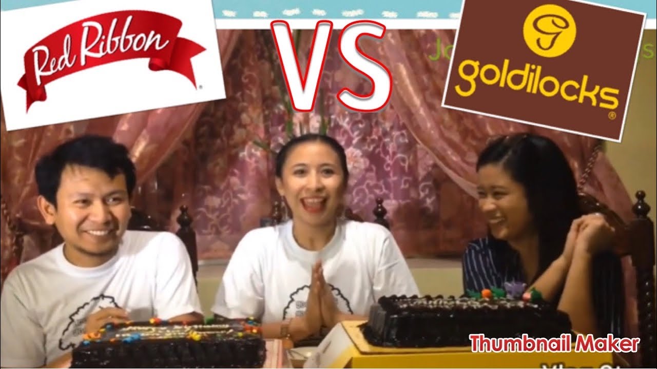 Red Ribbon VS Goldilocks (dedication chocolate cake taste test) - YouTube