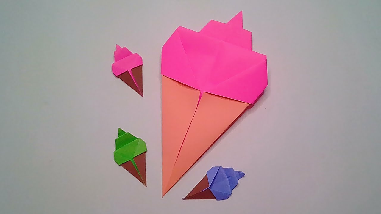 Cómo hacer una CONO DE HELADO de papel | Origami PASO A PASO - YouTube