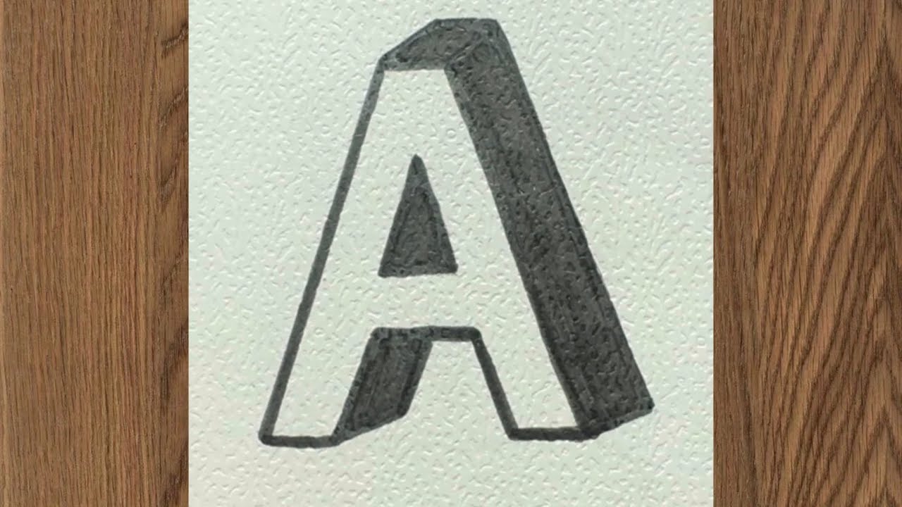 How to write 3D letter A ||3D drawing for beginners ||English writing ...