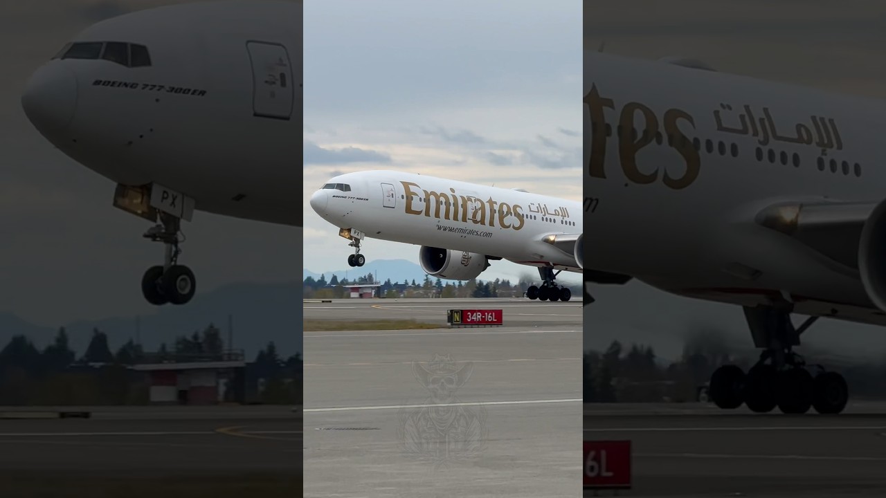 Emirates 777-31H(ER) Takeoff From Seattle-Tacoma International Airport ...
