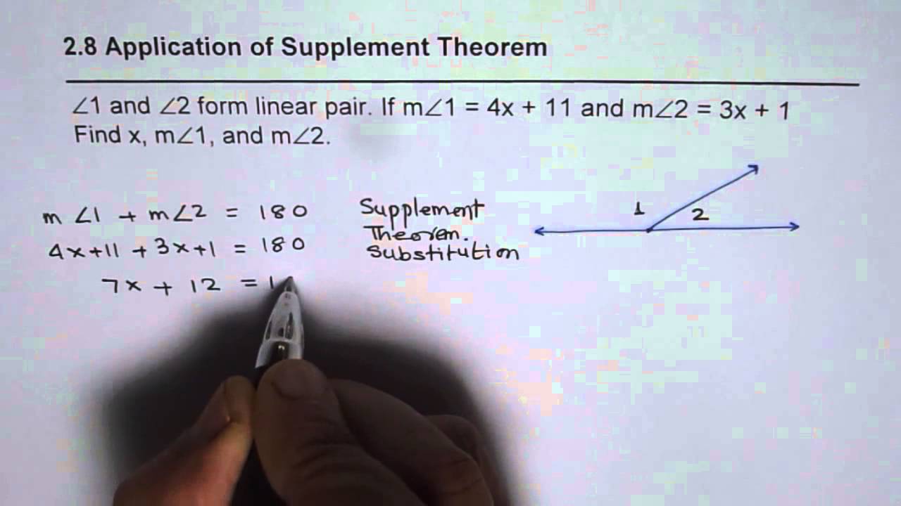 Application of Supplement Theorem CCSS Angle Geometry - YouTube