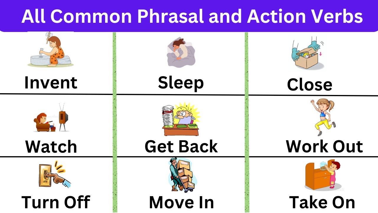 All Common Action Verbs and Phrasal Verbs || English Basic Verbs ...