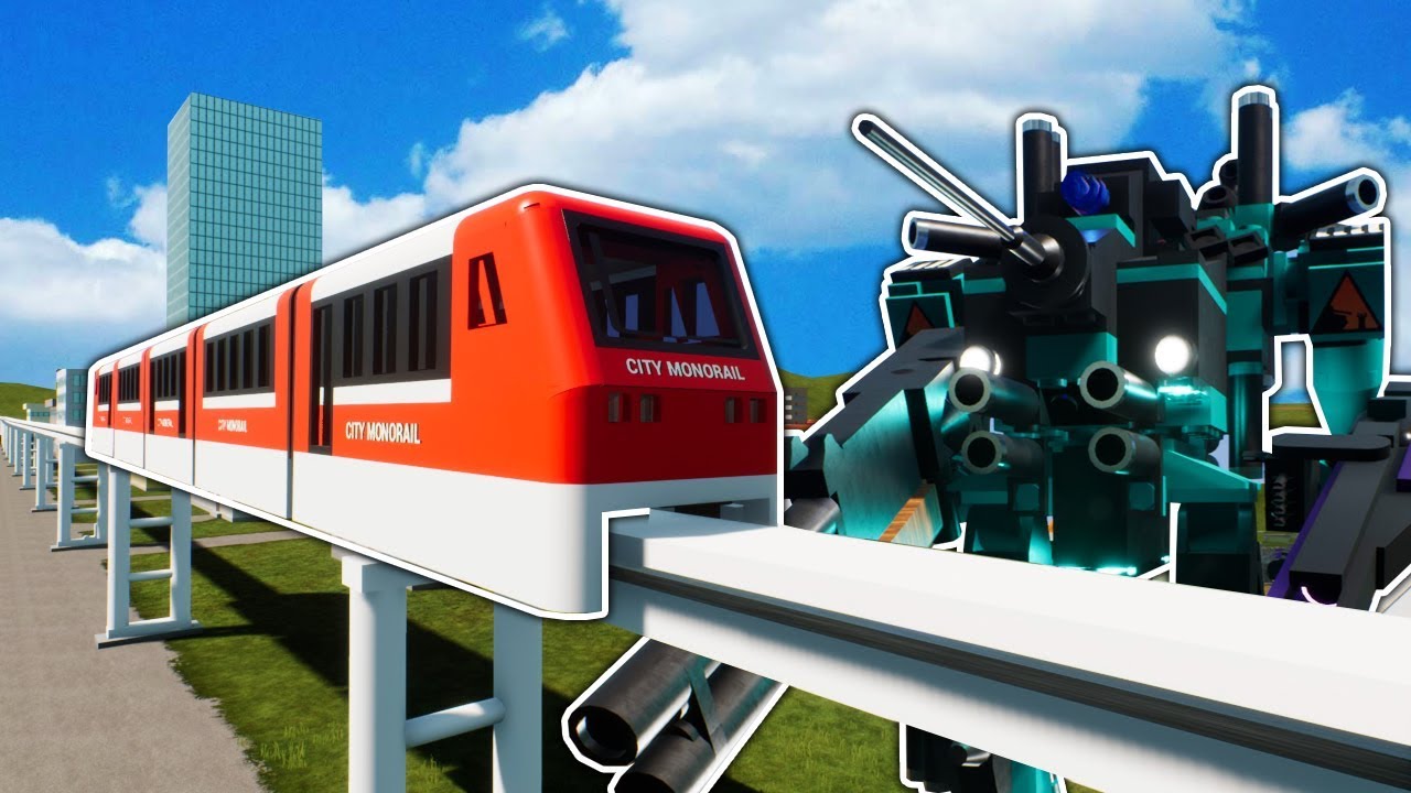 Lego Mech Destroys Monorail Train in Lego City! - Brick Rigs Gameplay ...