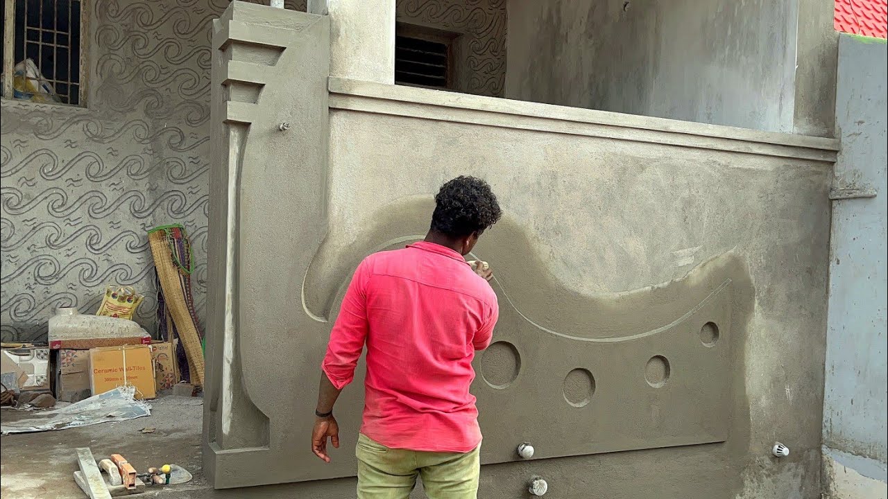 Plastering Techniques Front Wall_Creative Gate Wall Border Design ...