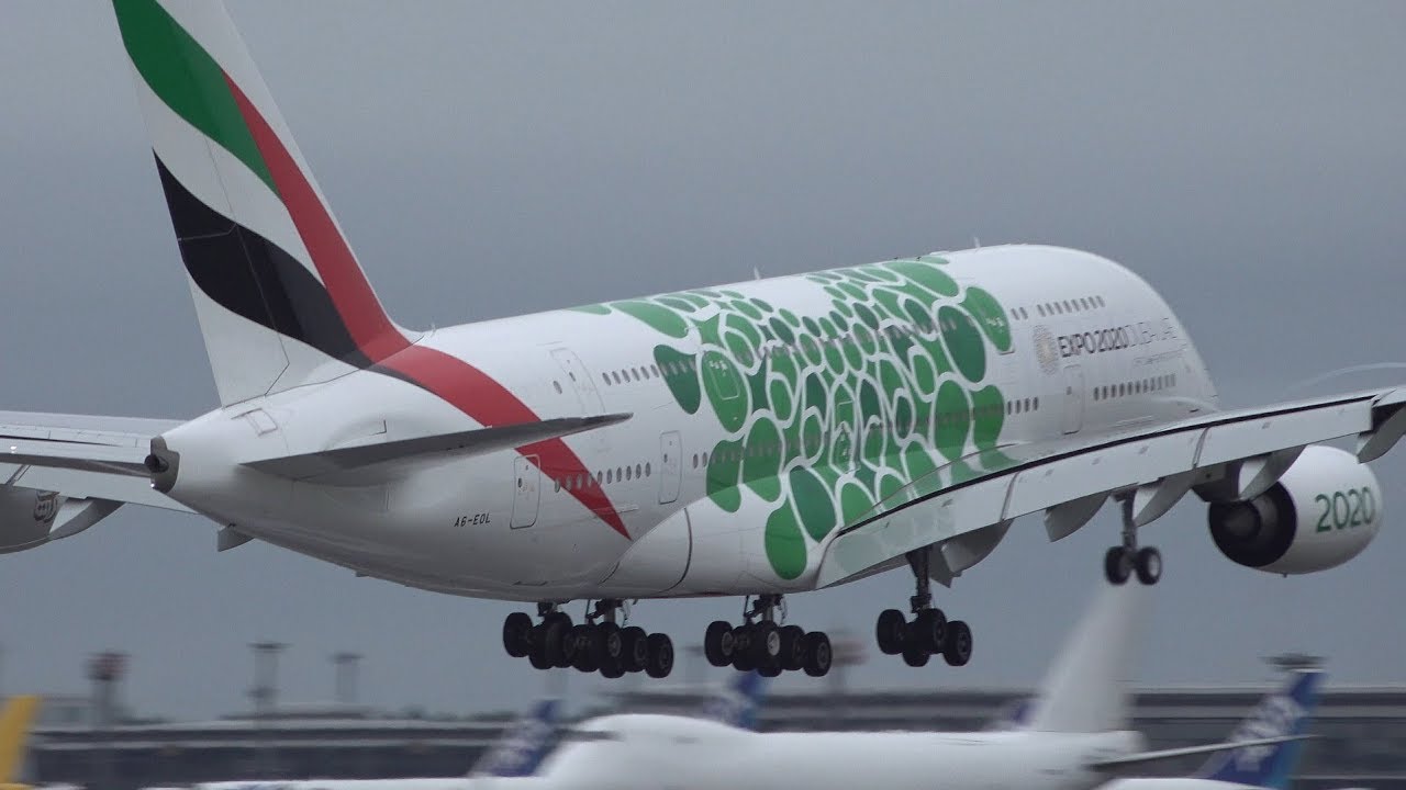 Emirates Expo 2020 Dubai Livery Airbus A380 A6-EOL Landing at NRT 16R ...