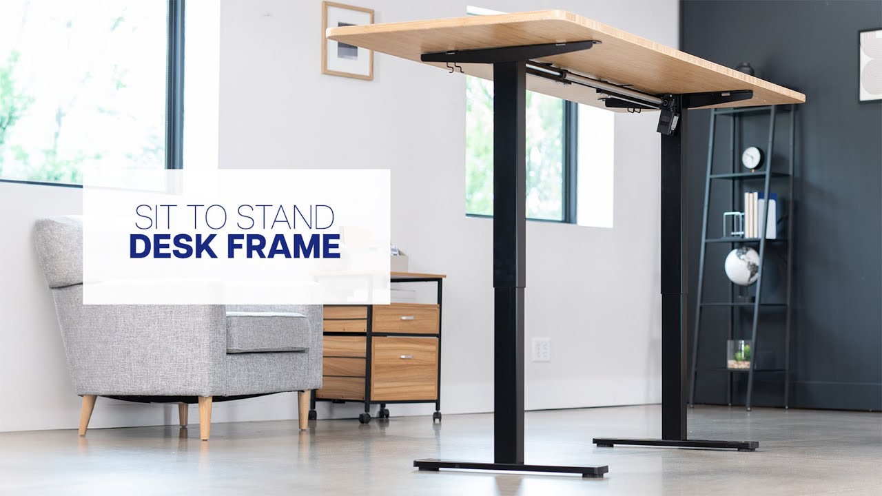 DESK-V100EBY Electric Single Motor Desk Frame by VIVO - YouTube