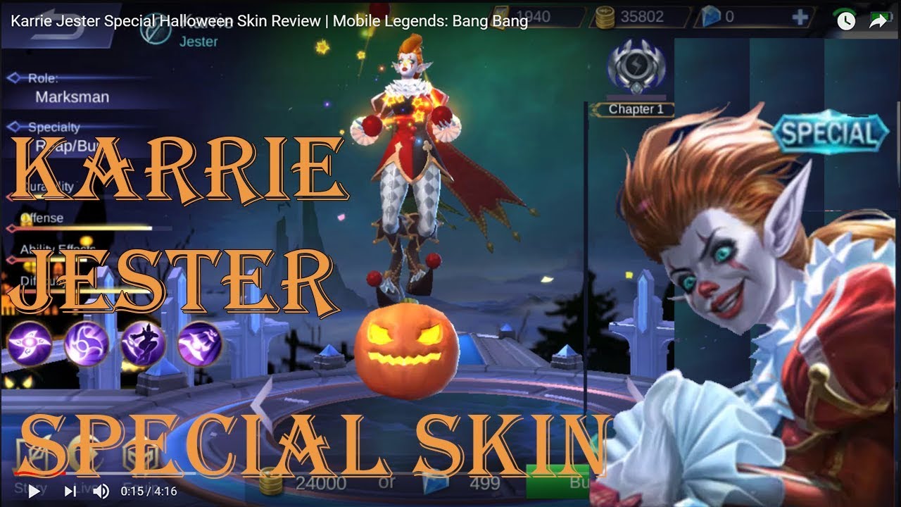 Karrie Jester Special Halloween Skin Review & Gameplay | Mobile Legends ...