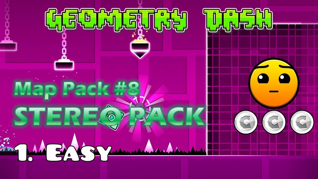 [Geometry Dash/Map Packs] 8-1. Easy (3 Coins) - YouTube