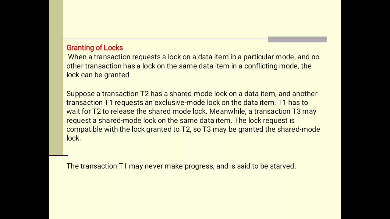 DBMS- Database Management Systems-TE CSE-IT- Granting lock - YouTube