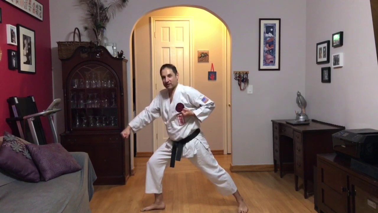Zenkutsu-dachi gedan-barai-uke (Front-leg-bent stance lower block/down ...