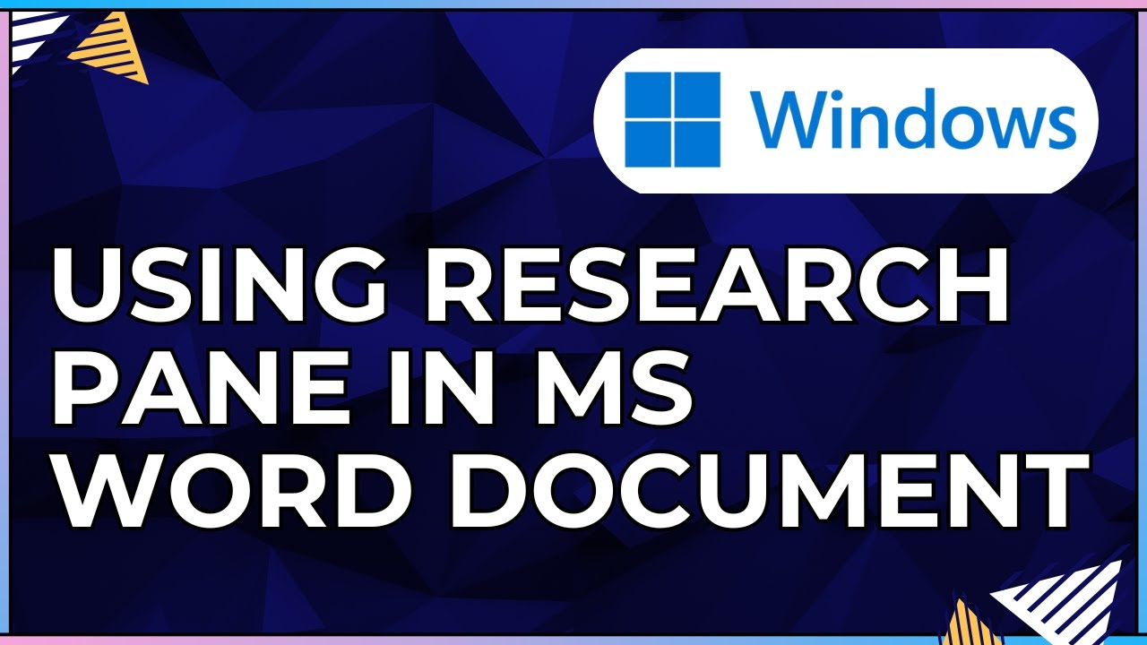 How To Use the Research Pane In a Microsoft Word Document-For Windows ...