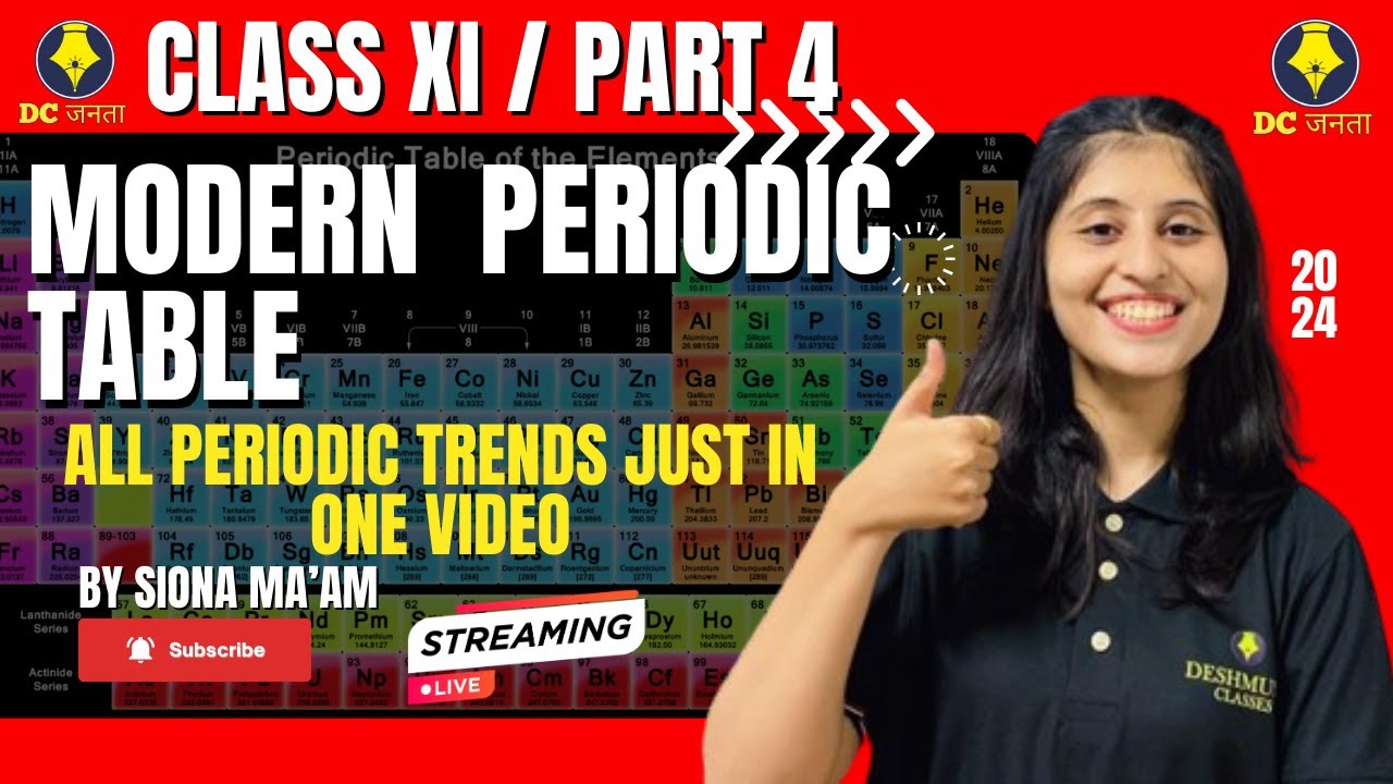 MODERN PERIODIC TABLE | CLASS 11th | BY SIONA MA'AM | PART 4 | DC JANTA ...