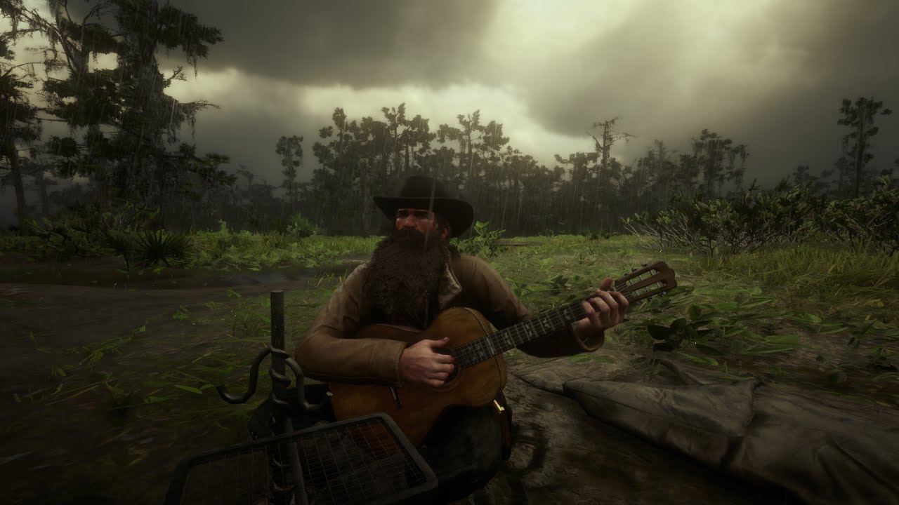 Relaxing camping alone | Ambient Acoustic Guitar Music | RDR2 Guitar ...