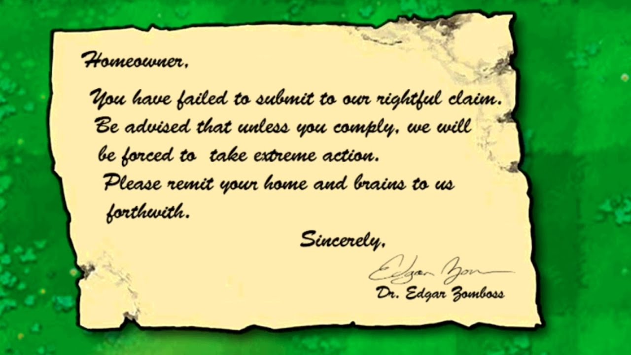 A Note From Dr. Edgar Zomboss... Roof Level 9 - Plants vs Zombies (PvZ ...