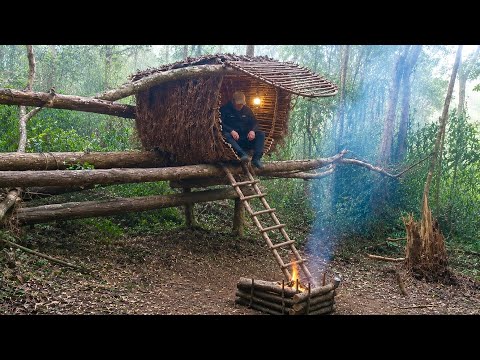 Building a Cozy Nest Shelter | Bushcraft Survival Skills | Full Build Movie