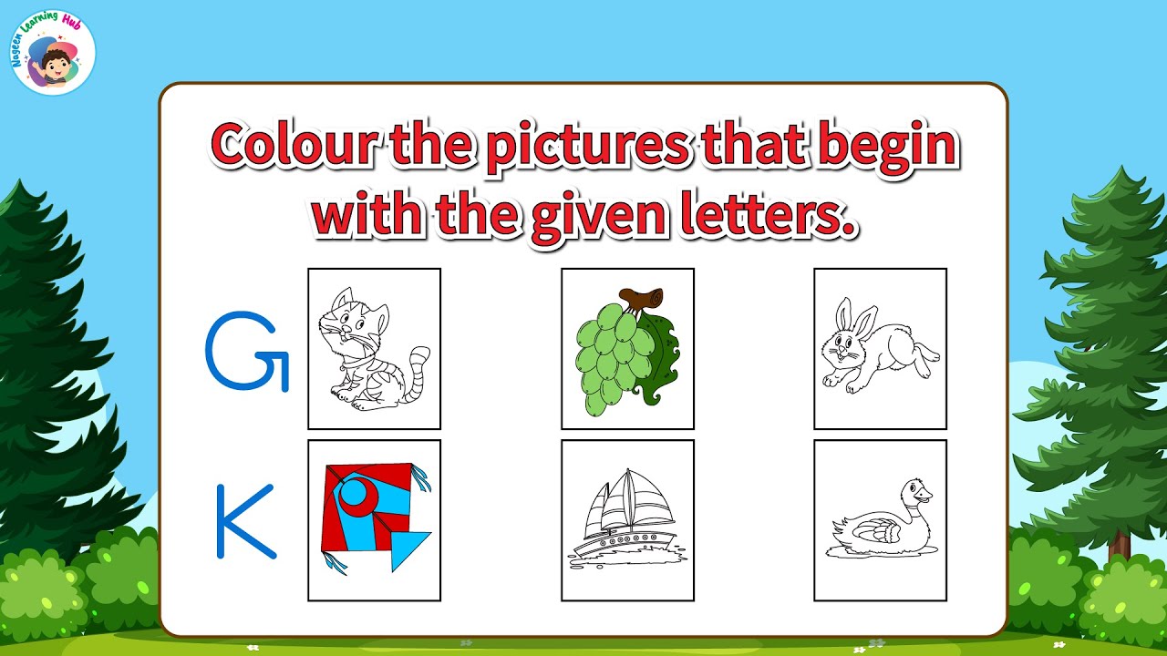 Colour The Pictures That Begin With The Given Letters | Colour The ...