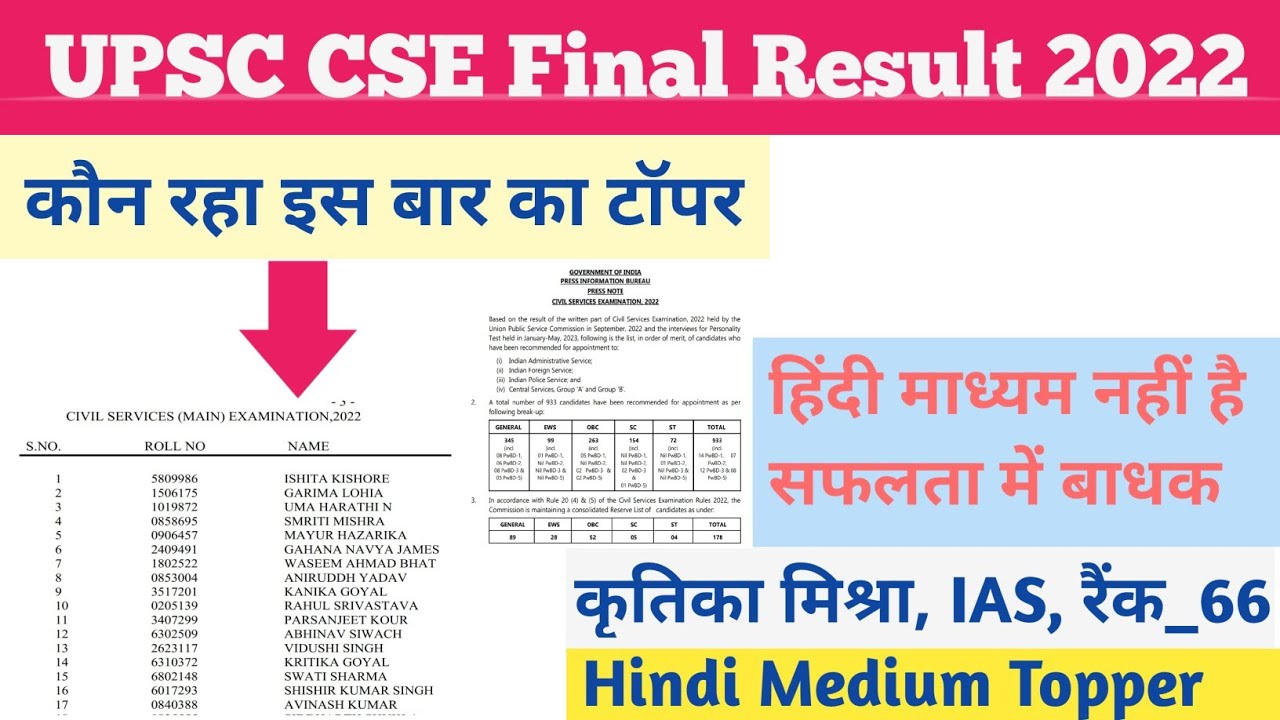 UPSC CSE 2022 Final Result Out😊|| UPSC Result 2022 @HelplineToLearn ...