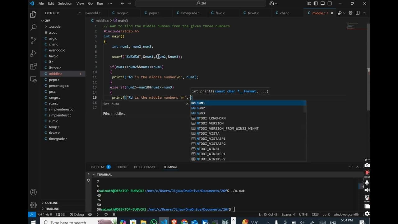 "WAP to Find the Middle Number from Given Three Numbers | Simple C ...