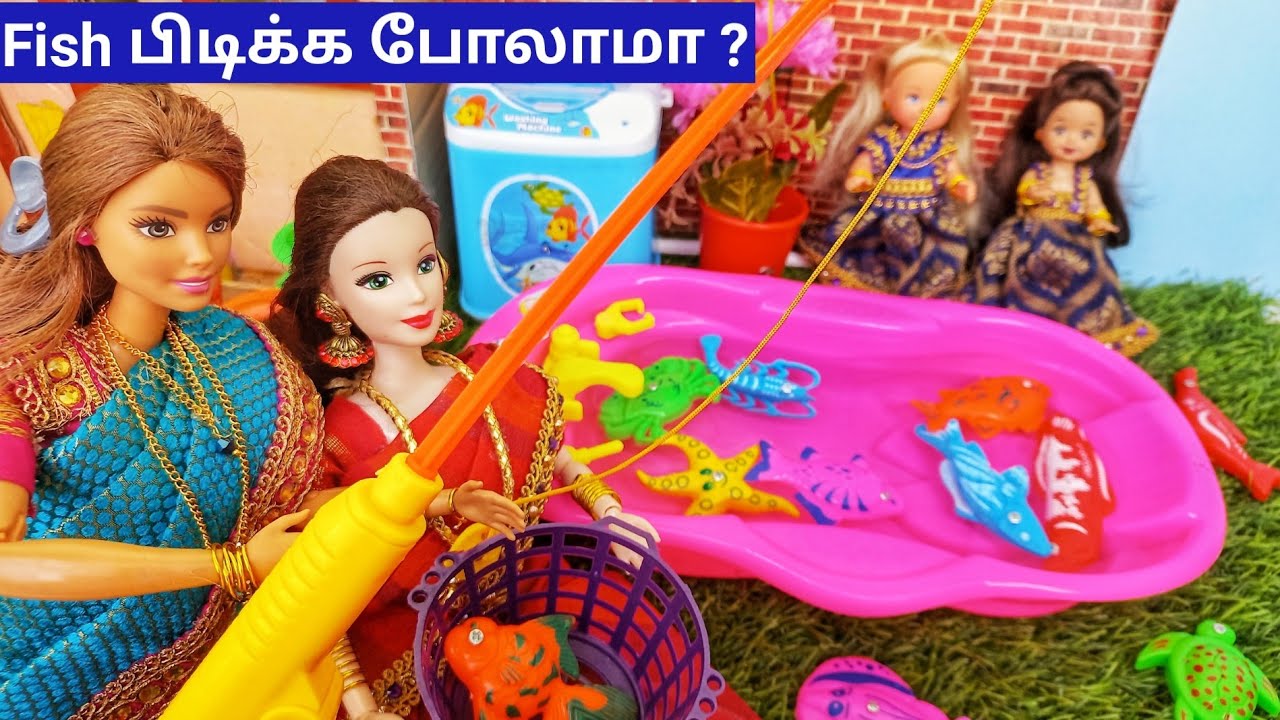 Jolly -ஆ Color Color-ஆ Fish புடிக்க போறோம்/ Barbie Family Catch a Toy ...