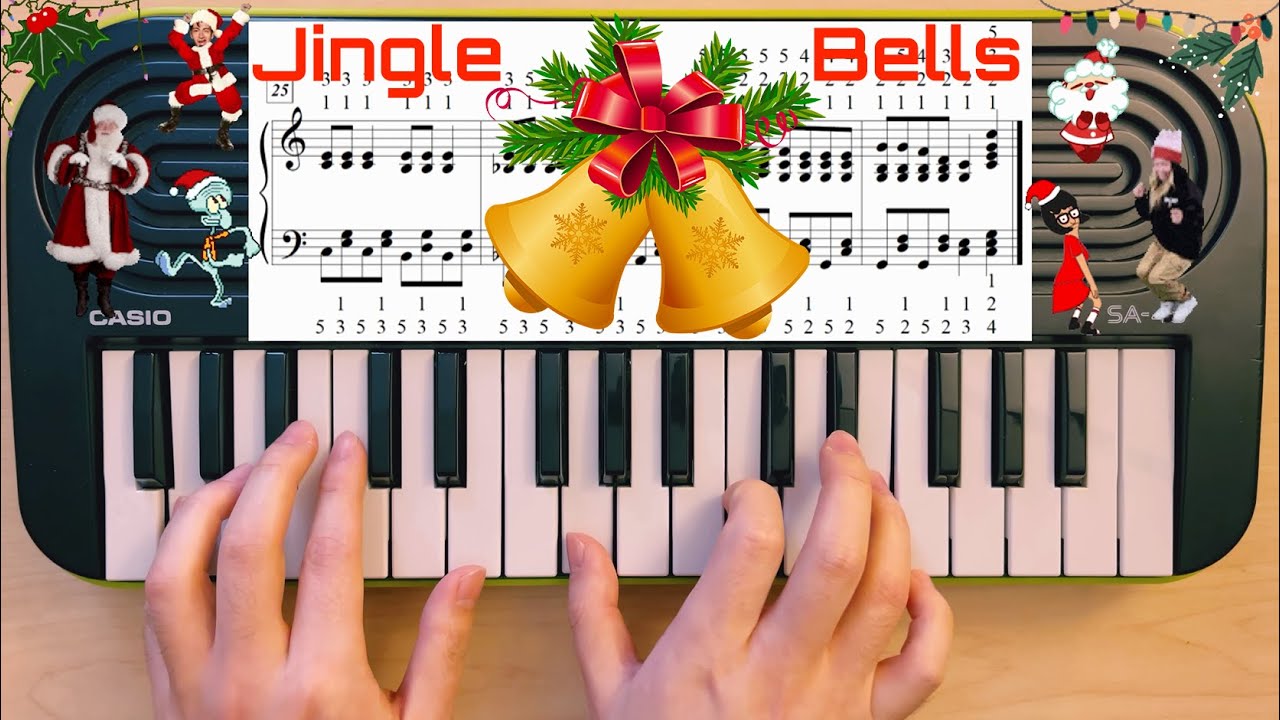 Jingle Bells piano keyboard play along tutorial with sheet music (video ...