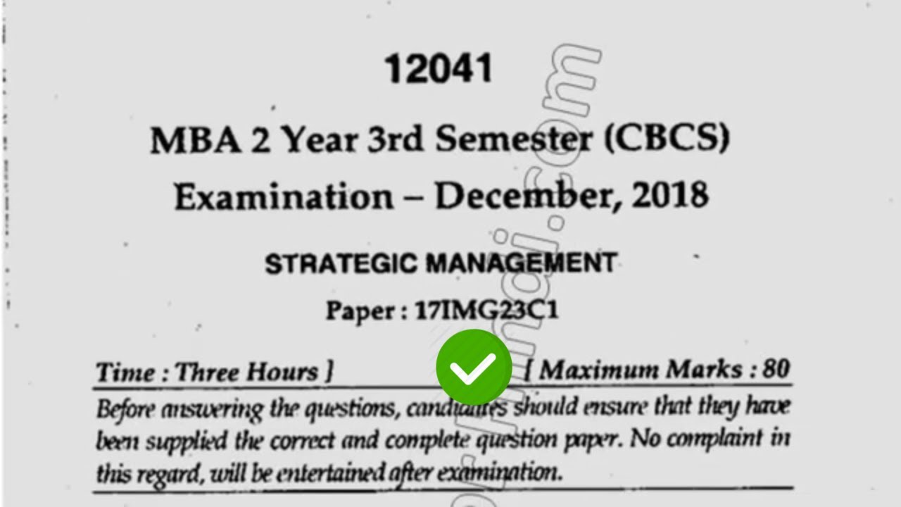 2018 Mdu MBA 3rd Sem Strategic Management Question Paper - YouTube