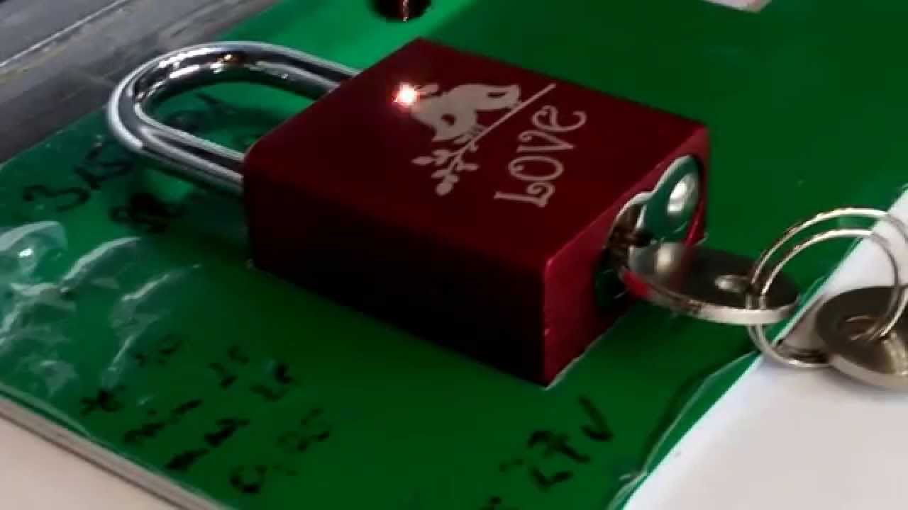 Love lock laser engraving - YouTube