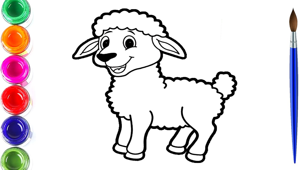 Happy Sheep Drawing, Painting, Coloring for Kids & Toddler | Kids Art ...