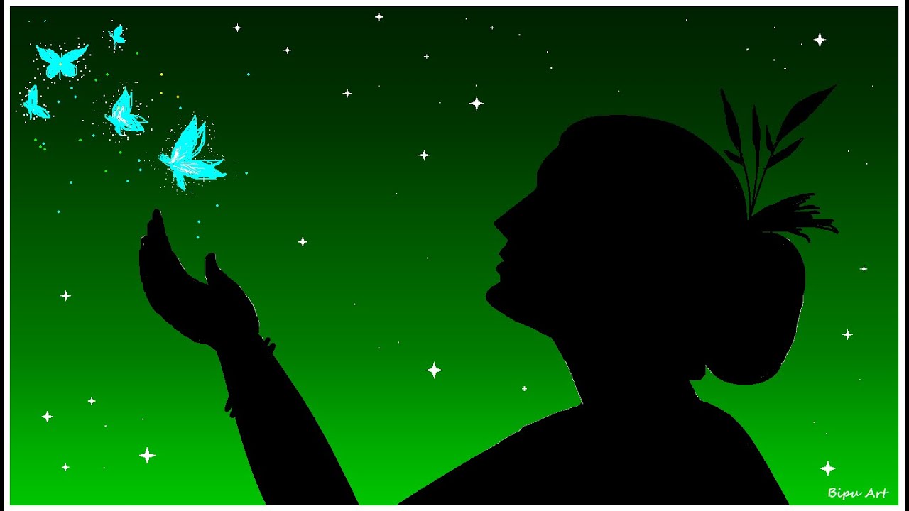 Girl With Butterflies Drawing | How to Draw in Ms Paint |drawing in ...