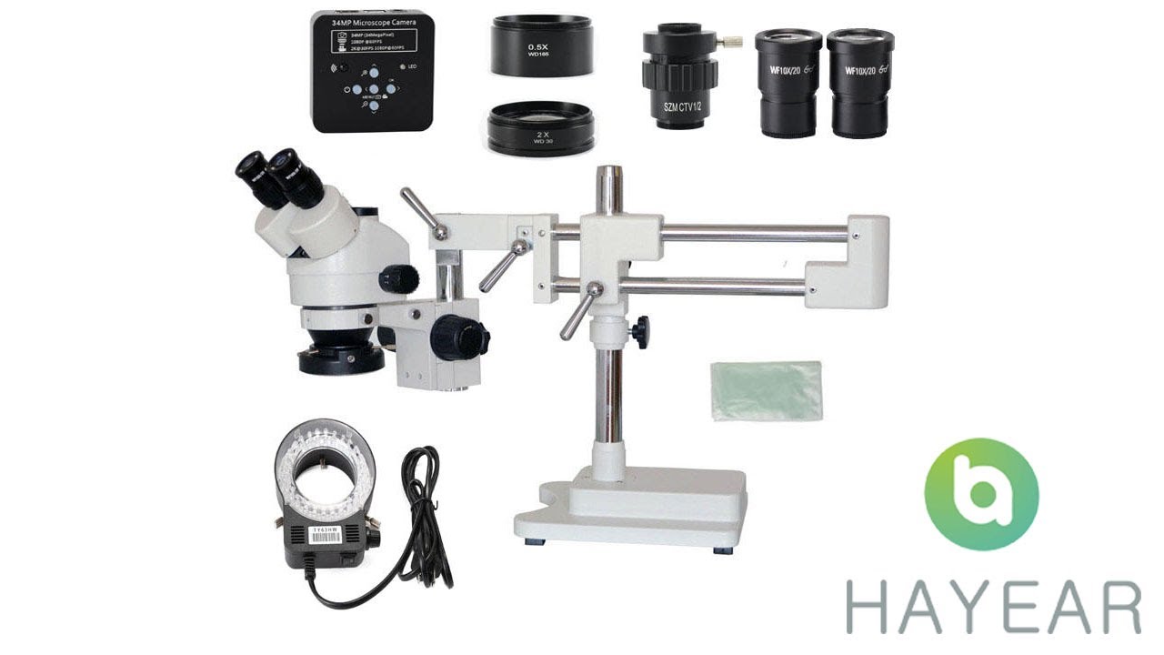 Hayear Trinocular Stereo Microscope + 34MP Camera Microscope For ...