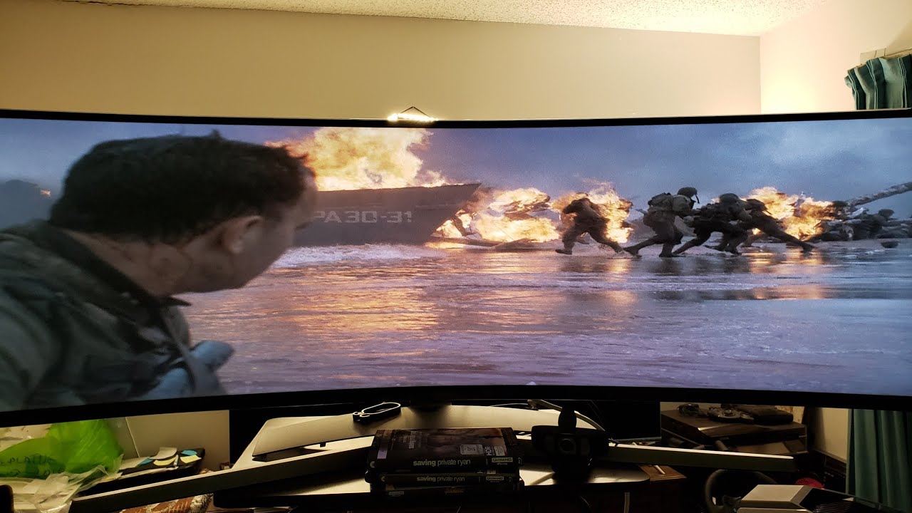 Samsung's CHG90 Ultra Wide Qled Monitor with 4K UHD Blu-ray's - YouTube