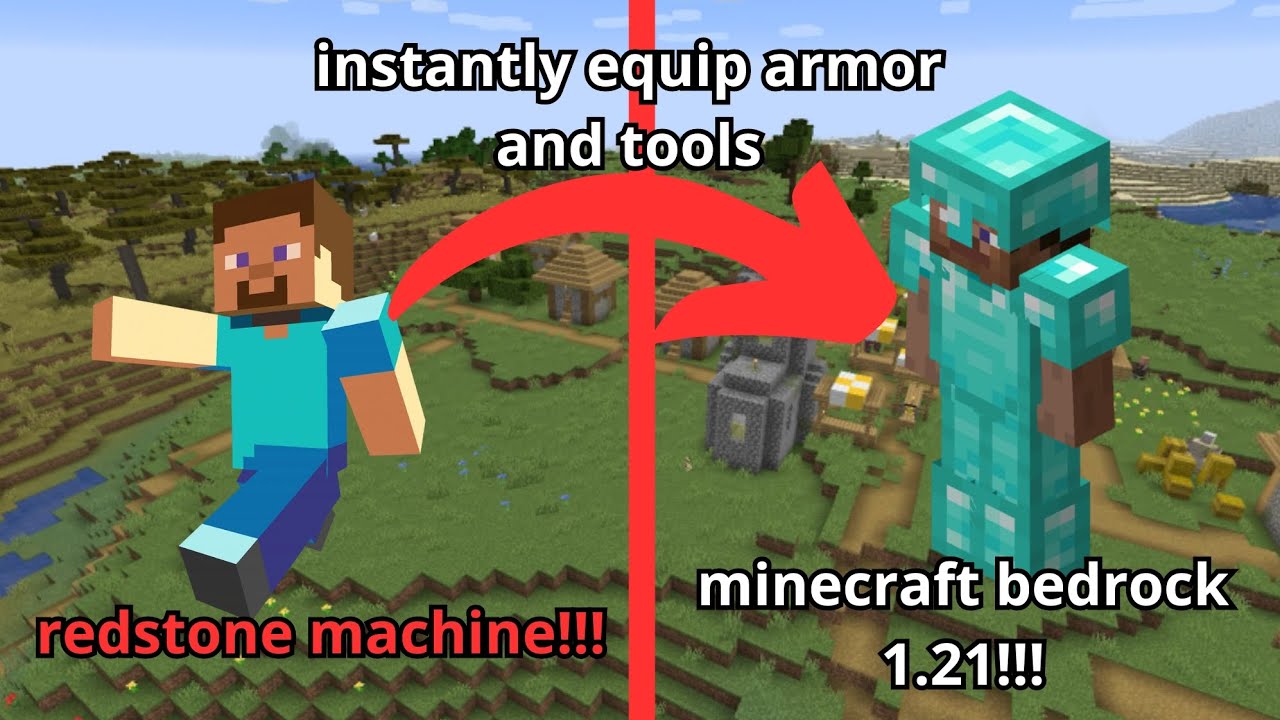 tutorial automatic armor equipper (minecraft bedrock 1.21) - YouTube