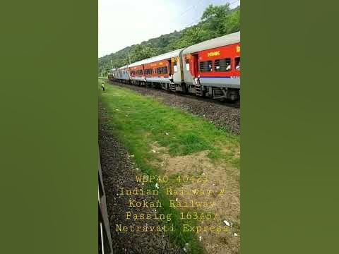 WDP40 40423 Indian Railway # Kokan Railway Passing 16345/ Netravati Express Single Track ...