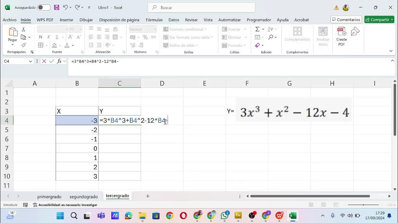 como graficar ecuaciones de primer segundo y tercer grado con Excel - YouTube