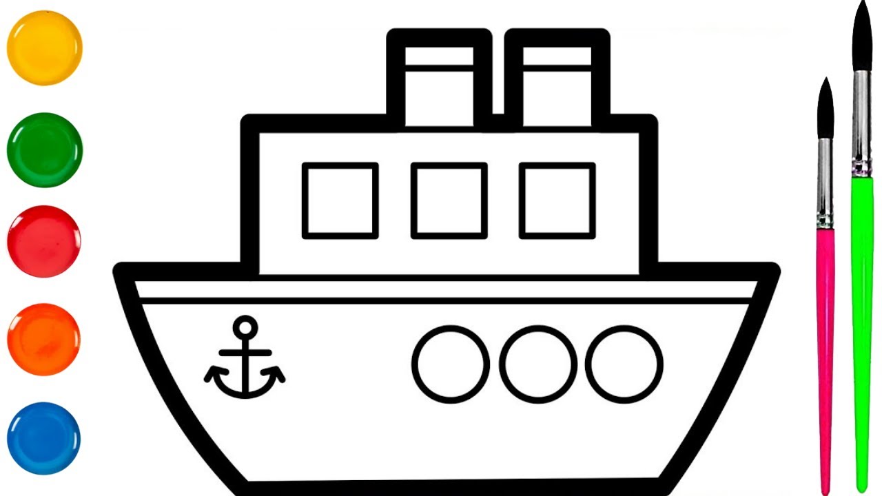 Bolalar uchun kema chizish/Draw a ship for children/Рисование корабля ...