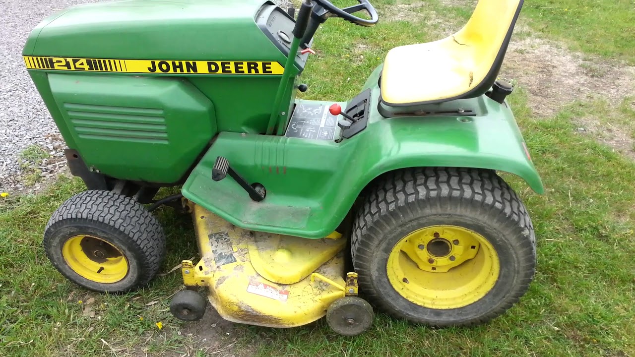 First mow with the john deere 214 I love this tractor! - YouTube