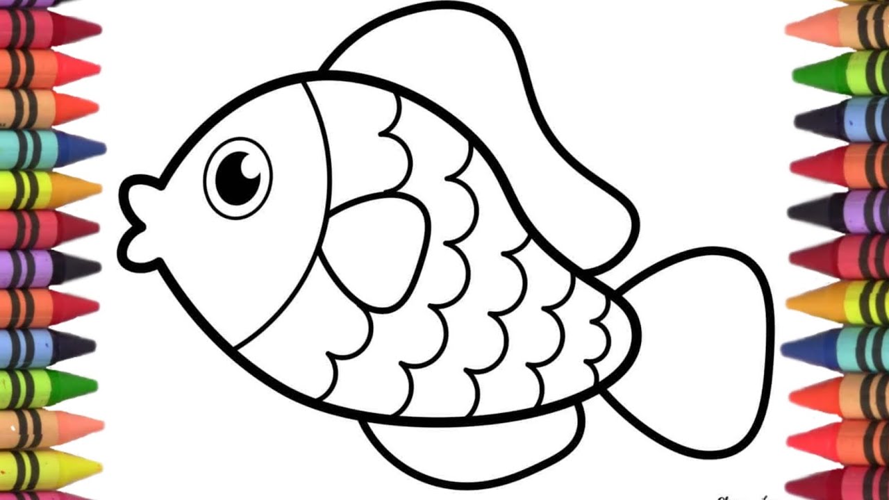 How to draw rainbow fish, rainbow fish drawing and colouring for kids ...