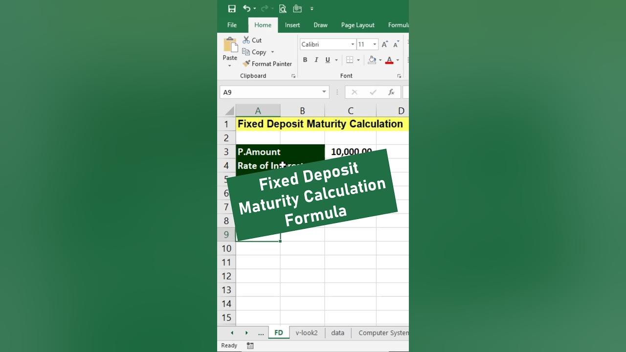 MS Excel: Fixed Deposit Maturity Calculation Formula #excel - YouTube